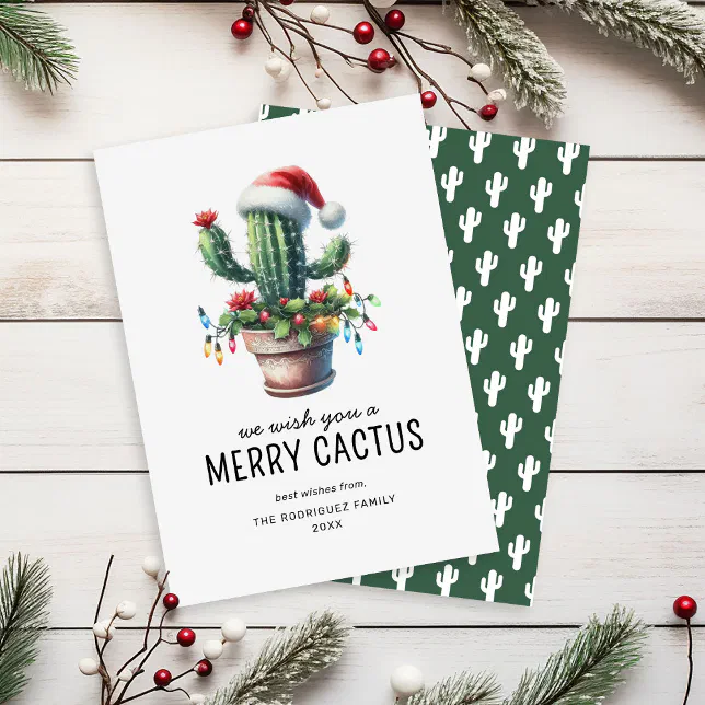 Fun Cactus Christmas Holiday Cards | Zazzle
