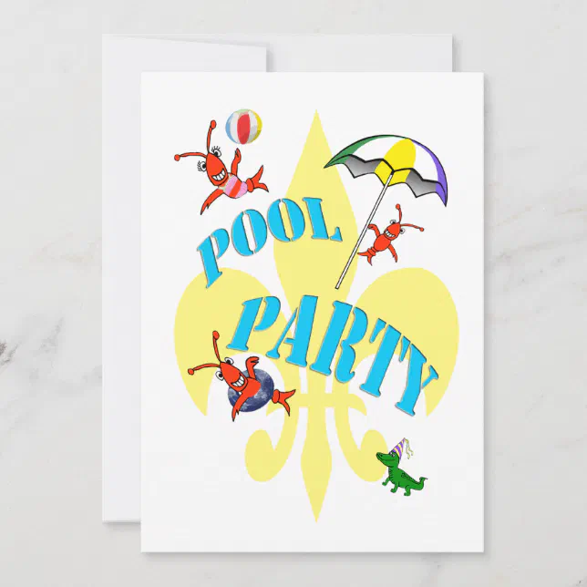 Fun Cajun Crawfish Pool Party Invitation | Zazzle