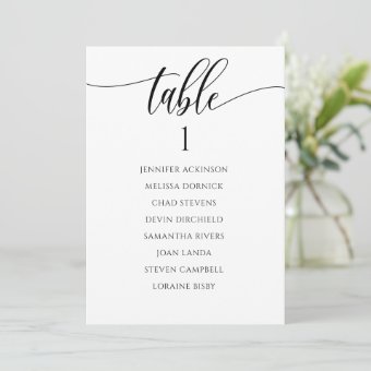 Fun Calligraphy Seating Chart Table List Card | Zazzle