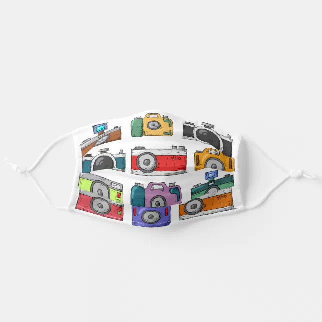 Fun Cameras Say Cheese Adult Cloth Face Mask | Zazzle