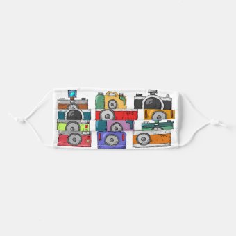 Fun Cameras Say Cheese Adult Cloth Face Mask | Zazzle