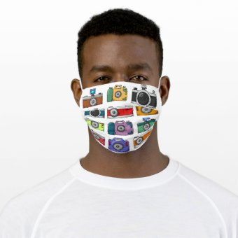 Fun Cameras Say Cheese Adult Cloth Face Mask | Zazzle