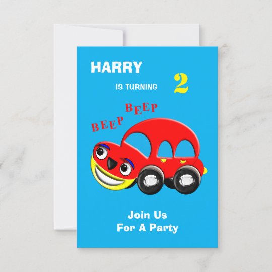 Fun Cartoon Car Themed Birthday Invitation | Zazzle.com
