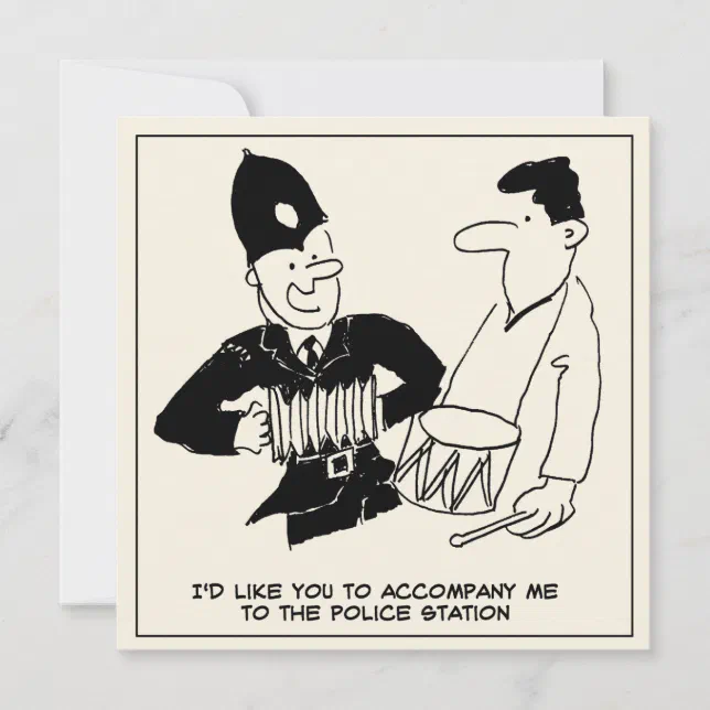 Fun Cartoon of Policeman asks Man to Accompany Him Card | Zazzle