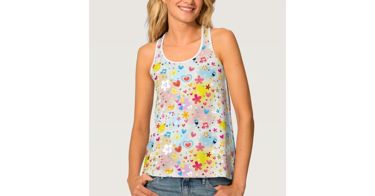 fun cartoon pattern tank top | Zazzle