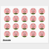 Fun Cartoon Pink Round Pig Classic Round Sticker | Zazzle