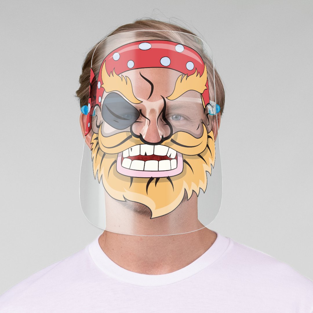 Fun Cartoon Pirate Costume Beard Patch Face Shield | Zazzle