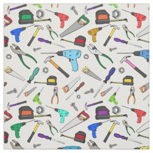 Handyman Tool Pattern Fabric | Zazzle