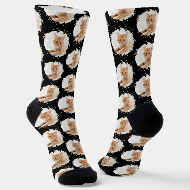 Fun Cat Lovers Personalized Photo Pattern Socks | Zazzle