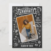 Fun Chalkboard Doodle Photo Graduation Announcement | Zazzle