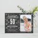 Fun Chalkboard Doodle Photo Surprise 50th Birthday Invitation | Zazzle