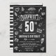 Fun Chalkboard Doodle Surprise 50th Birthday Invitation | Zazzle