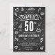 Fun Chalkboard Doodle Surprise 50th Birthday Invitation | Zazzle