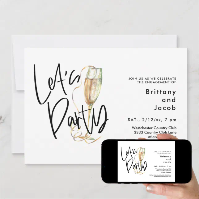Fun Champagne Engagement Party Invitation | Zazzle