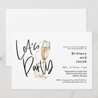 Fun Champagne Engagement Party Invitation | Zazzle