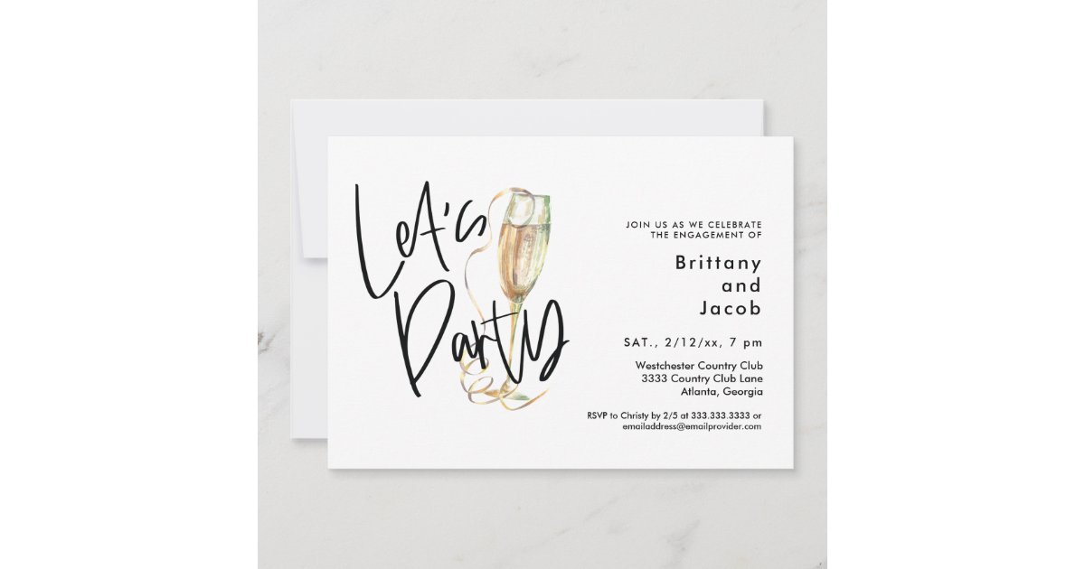 Fun Champagne Engagement Party Invitation | Zazzle