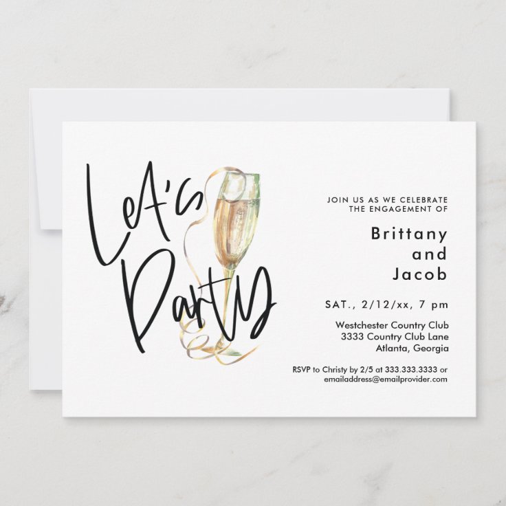 Fun Champagne Engagement Party Invitation | Zazzle