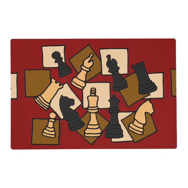 Fun Chess Pieces Abstract Art Placemat | Zazzle