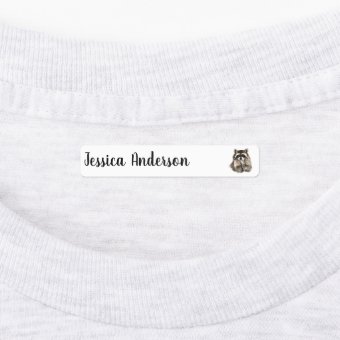 Fun Children Cute Raccoon animal Custom Name Kids' Labels | Zazzle