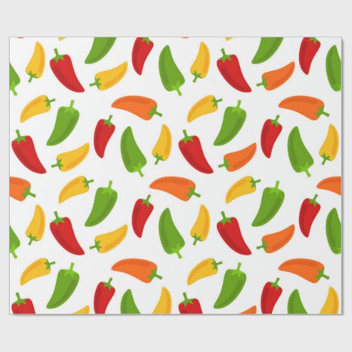 Fun Chili peppers pattern Fiesta party wrap Wrapping Paper | Zazzle