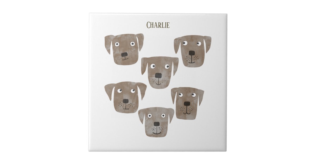 Fun Chocolate Labrador Retriever Dog Custom Name Ceramic Tile | Zazzle
