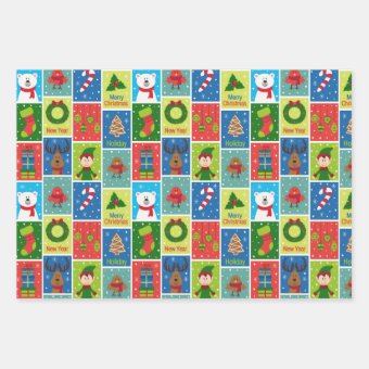 Fun Christmas Cartoon Images Wrapping Paper Sheets | Zazzle