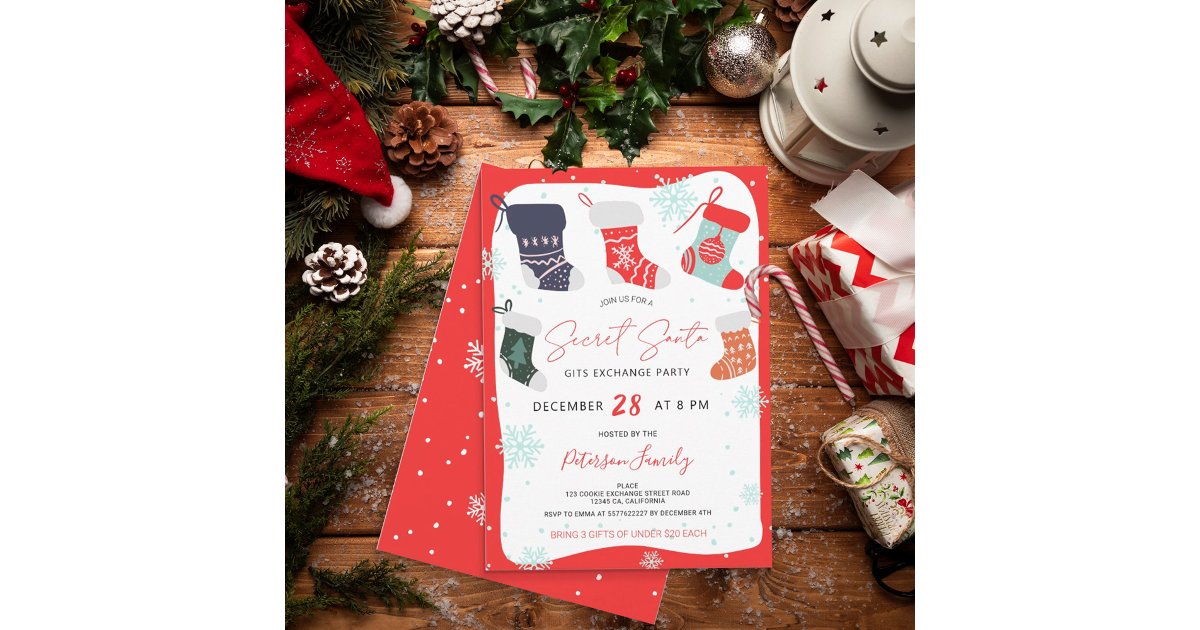 Fun Christmas cookie secret santa exchange party Invitation | Zazzle