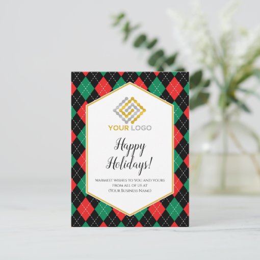 Fun Christmas Pattern Logo Business Postcard | Zazzle