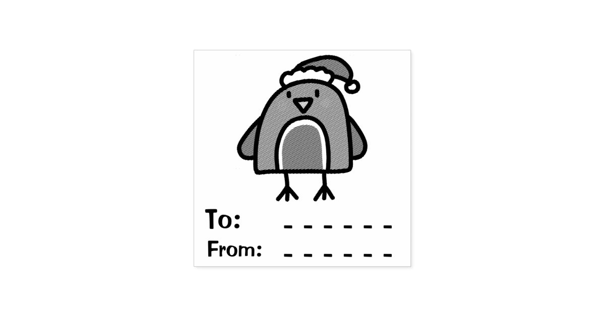 Fun Christmas Robin Kids Gift Label Rubber Stamp | Zazzle