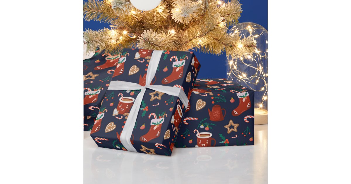 Fun Christmas Stockings and Treats Wrapping Paper | Zazzle