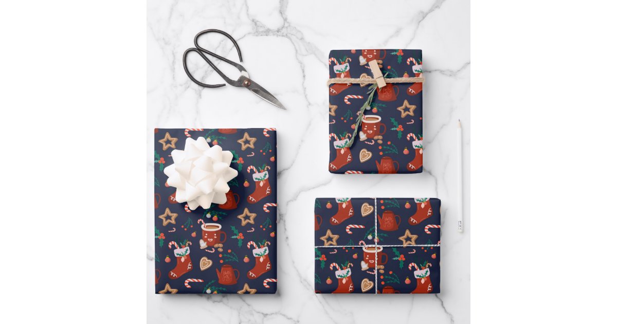 Fun Christmas Stockings and Treats Wrapping Paper Sheets | Zazzle