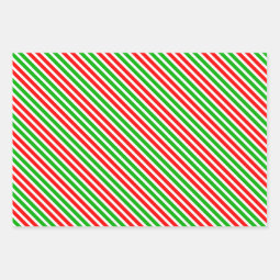 Fun Christmas-Themed Colours Stripes Pattern Wrapping Paper Sheets | Zazzle