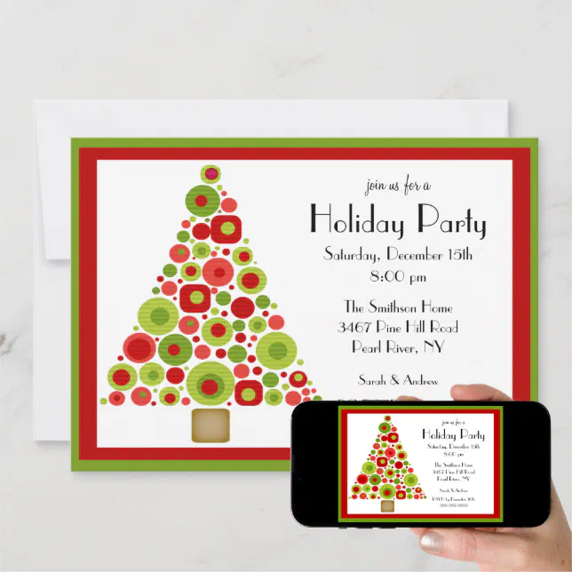 Fun Christmas Tree Christmas Party Invitation | Zazzle
