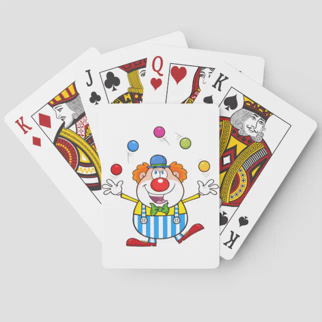 Fun Circus Clown Juggling Balls Poker Cards | Zazzle