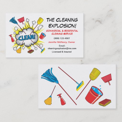 Fun Cleaning Service business cards | Zazzle