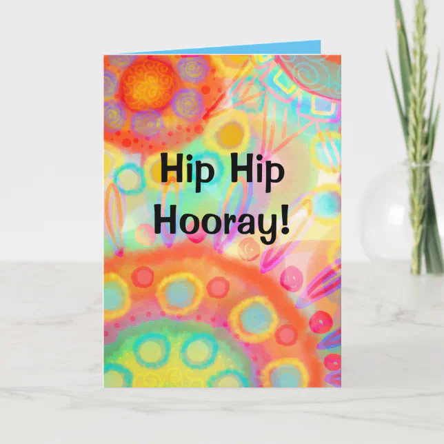 Fun Colored Hip Hip Hooray Card | Zazzle