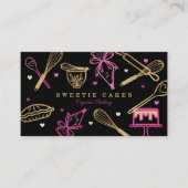 Fun Colorful Baking & Cooking Utensil Black & Gold Business Card | Zazzle