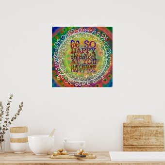 Fun Colorful ‘Be Happy’ Inspirational Classroom Poster | Zazzle