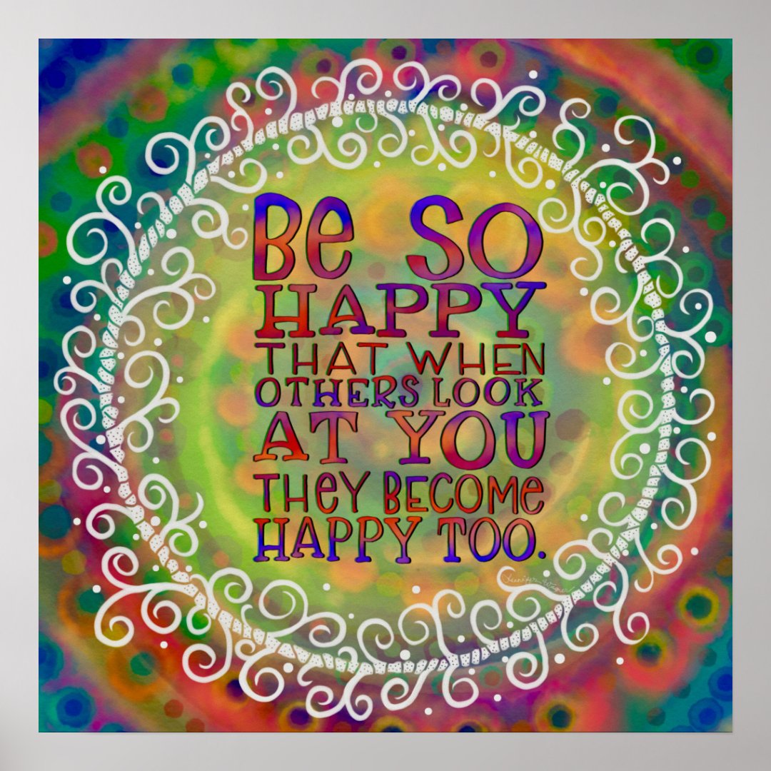 Fun Colorful ‘Be Happy’ Inspirational Classroom Poster | Zazzle