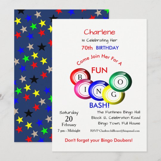 Fun Colorful Bingo Bash Theme Party Invite | Zazzle.com