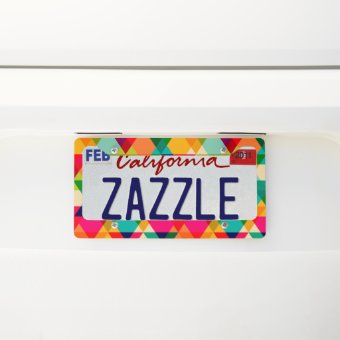 Fun Colorful Bright Geometric Triangle Pattern License Plate Frame | Zazzle