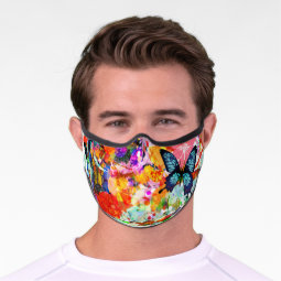 Fun Colorful Butterflies Cute Modern Premium Face Premium Face Mask ...