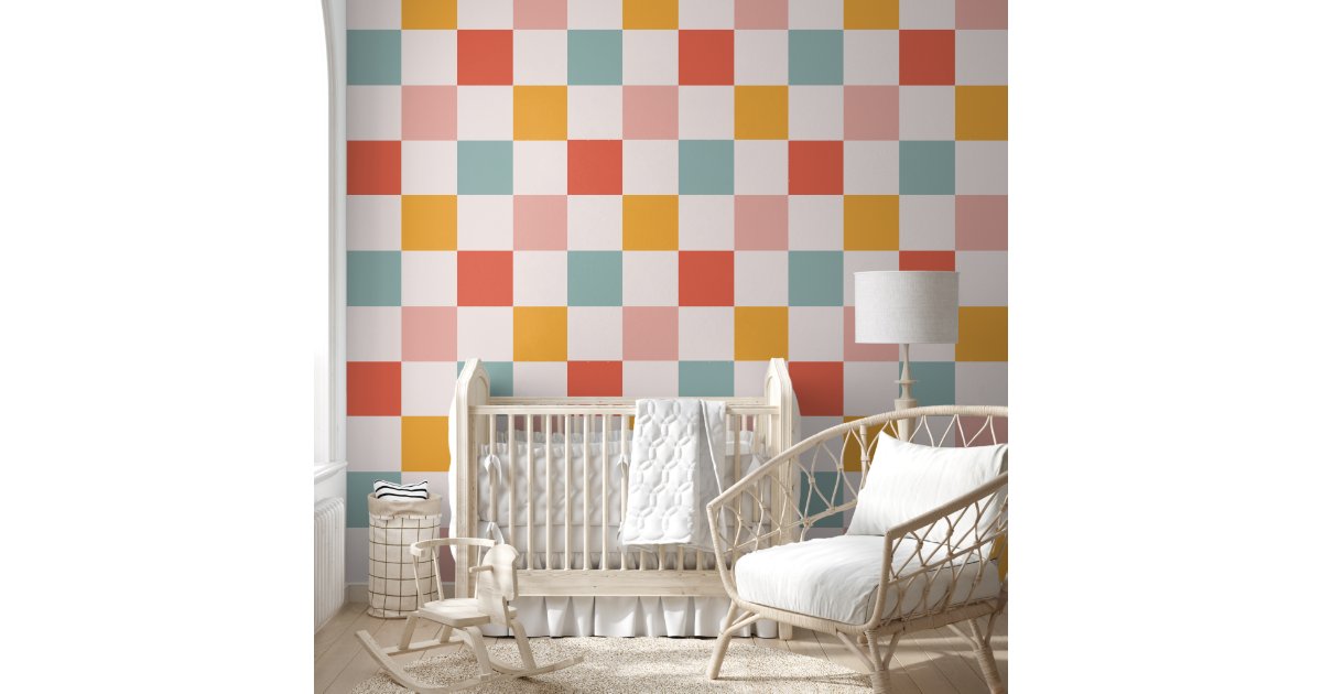 Fun Colorful Checkerboard Pattern Wallpaper | Zazzle