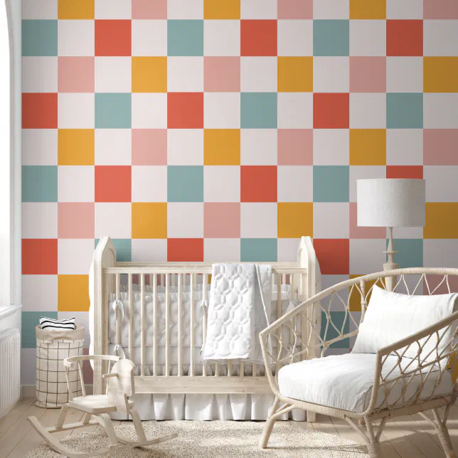 Fun Colorful Checkerboard Pattern Wallpaper | Zazzle