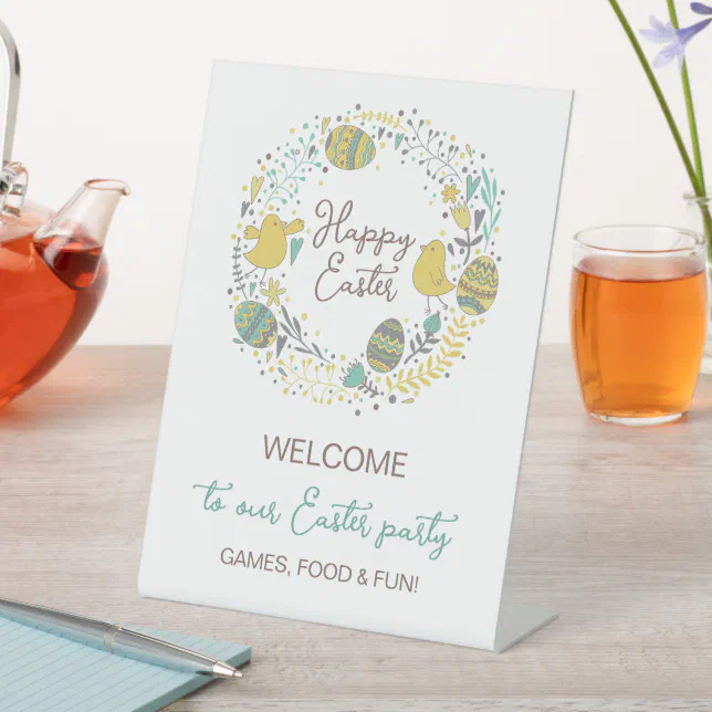 Fun Colorful Easter Brunch Egg Hunt Welcome Sign | Zazzle