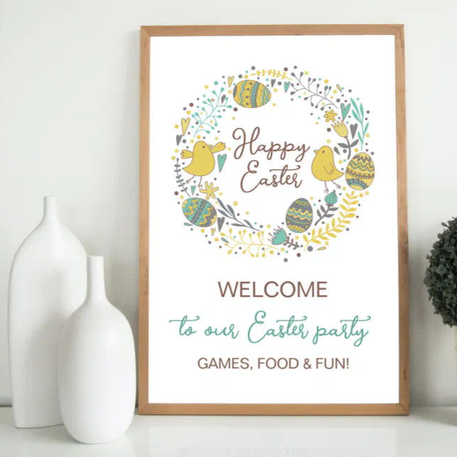 Fun Colorful Easter Brunch Egg Hunt Welcome Sign | Zazzle