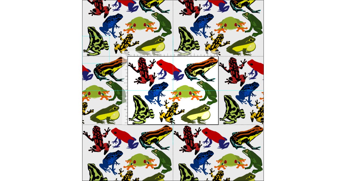 Fun Colorful Frog (poison dart frogs) pattern Fabric | Zazzle