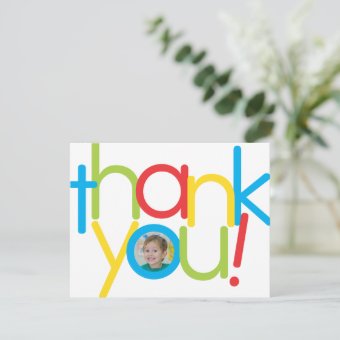 Fun Colorful Kids Photo Thank You Card | Zazzle