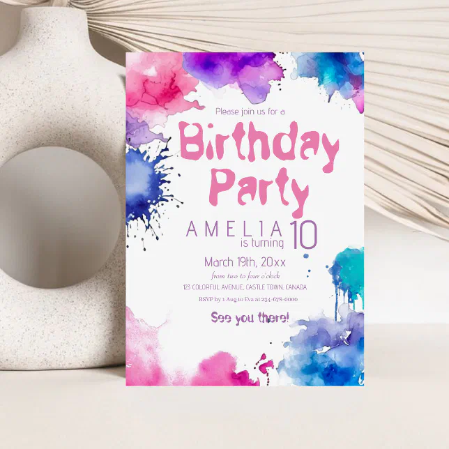 Fun Colorful Modern Kids Birthday Party Invitation | Zazzle