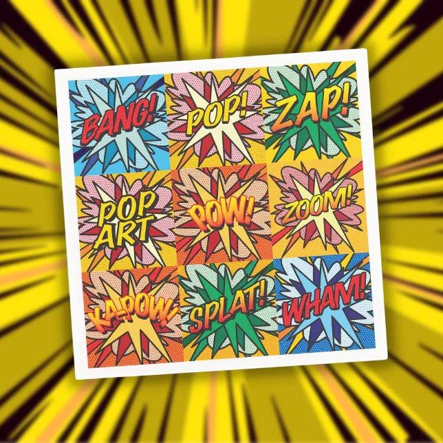 Fun Colorful Modern Typographic Comic Book Napkins | Zazzle